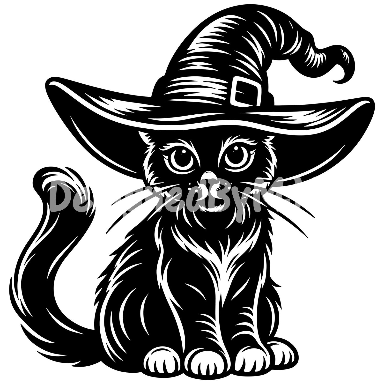 Witch Black Cat SVG, Halloween Black Cat Svg Png, Witch Hat Svg ...