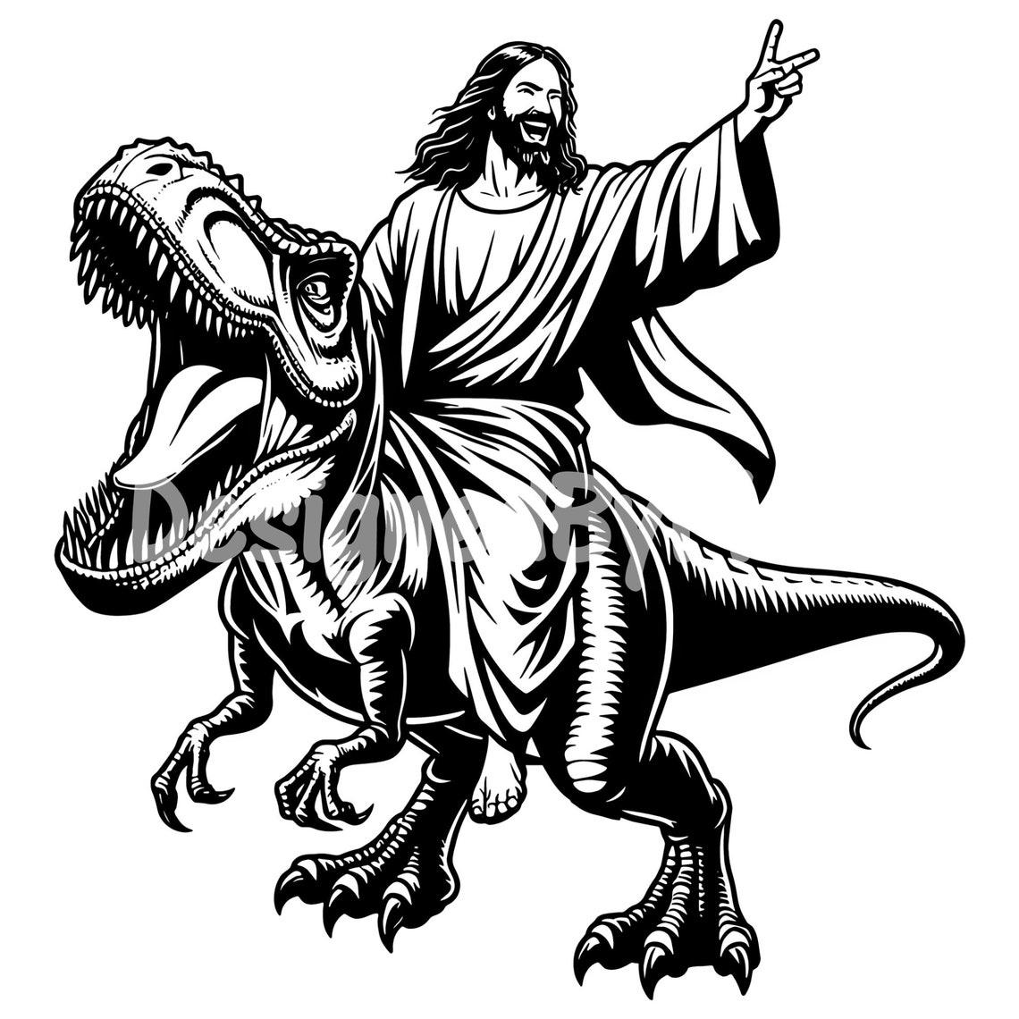 Jesus Riding Dinosaur SVG PNG, Funny T Shirt Graphic, Jesus Svg ...