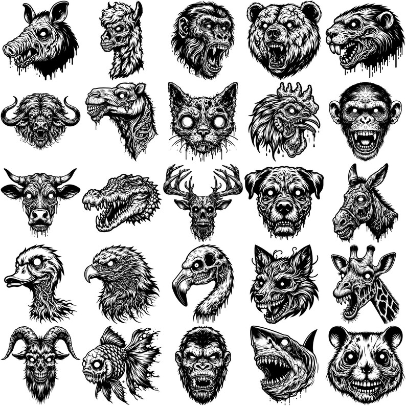 Zombie Animal SVG Bundle, Zombie Animal Clipart, Halloween Zombie ...