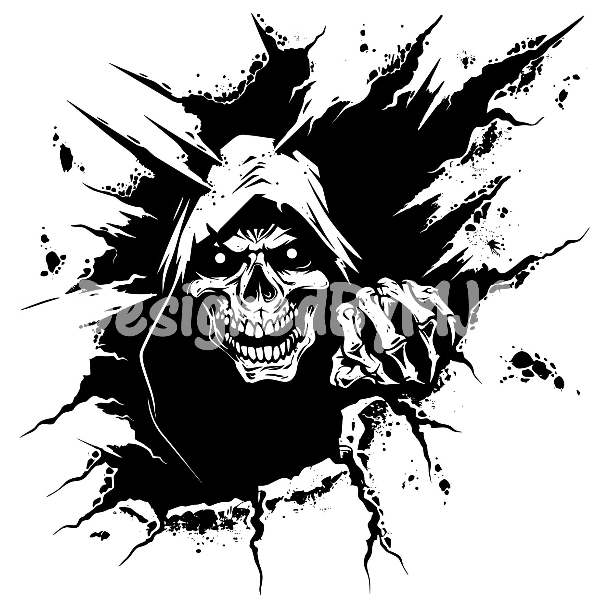 Grim Reaper SVG Clipart & PNG Files, Skulls Svg, Skull Svg Gothic Svg ...