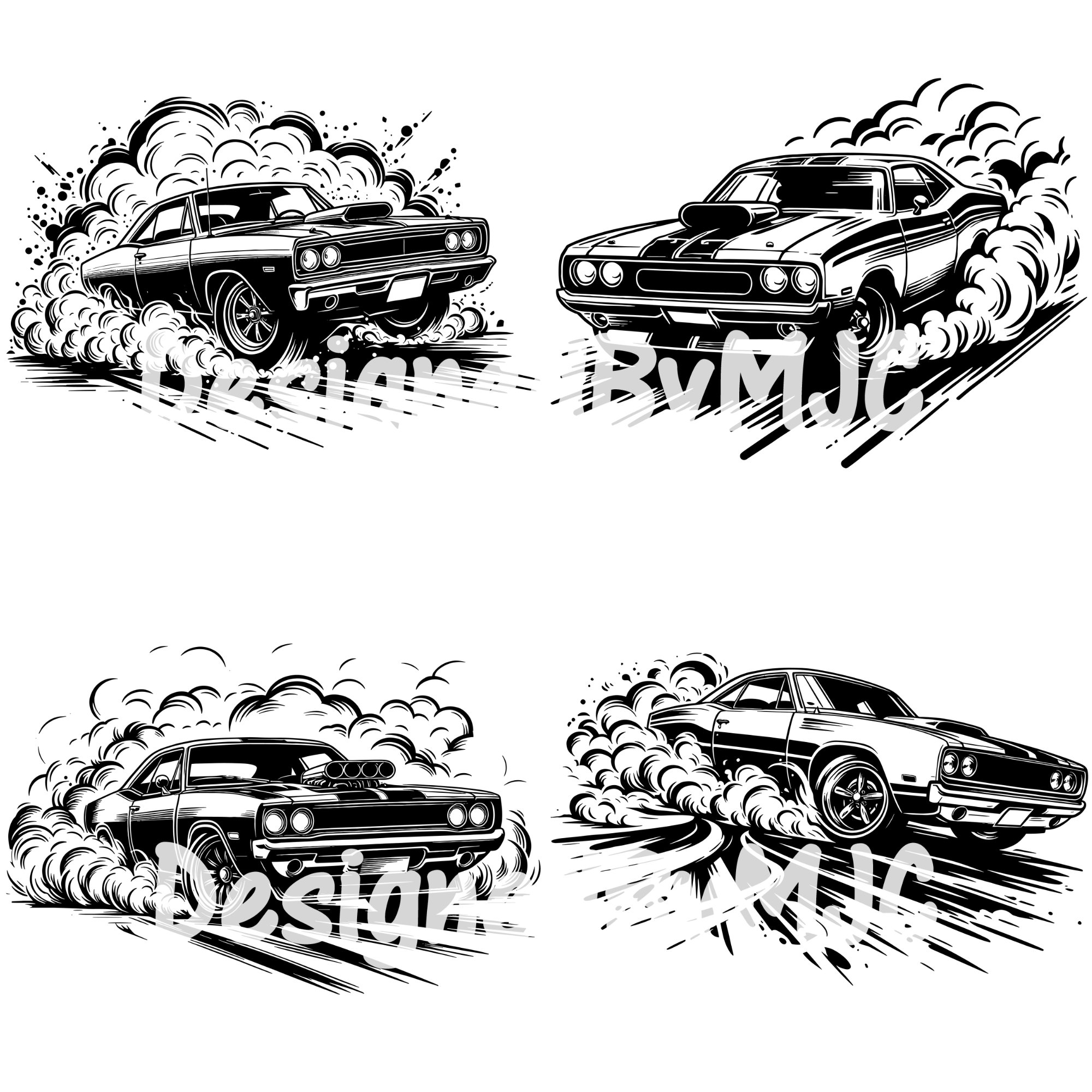 Muscle Car Burnout SVG PNG Bundle, Muscle Car Svg, Car Burnout Svg ...