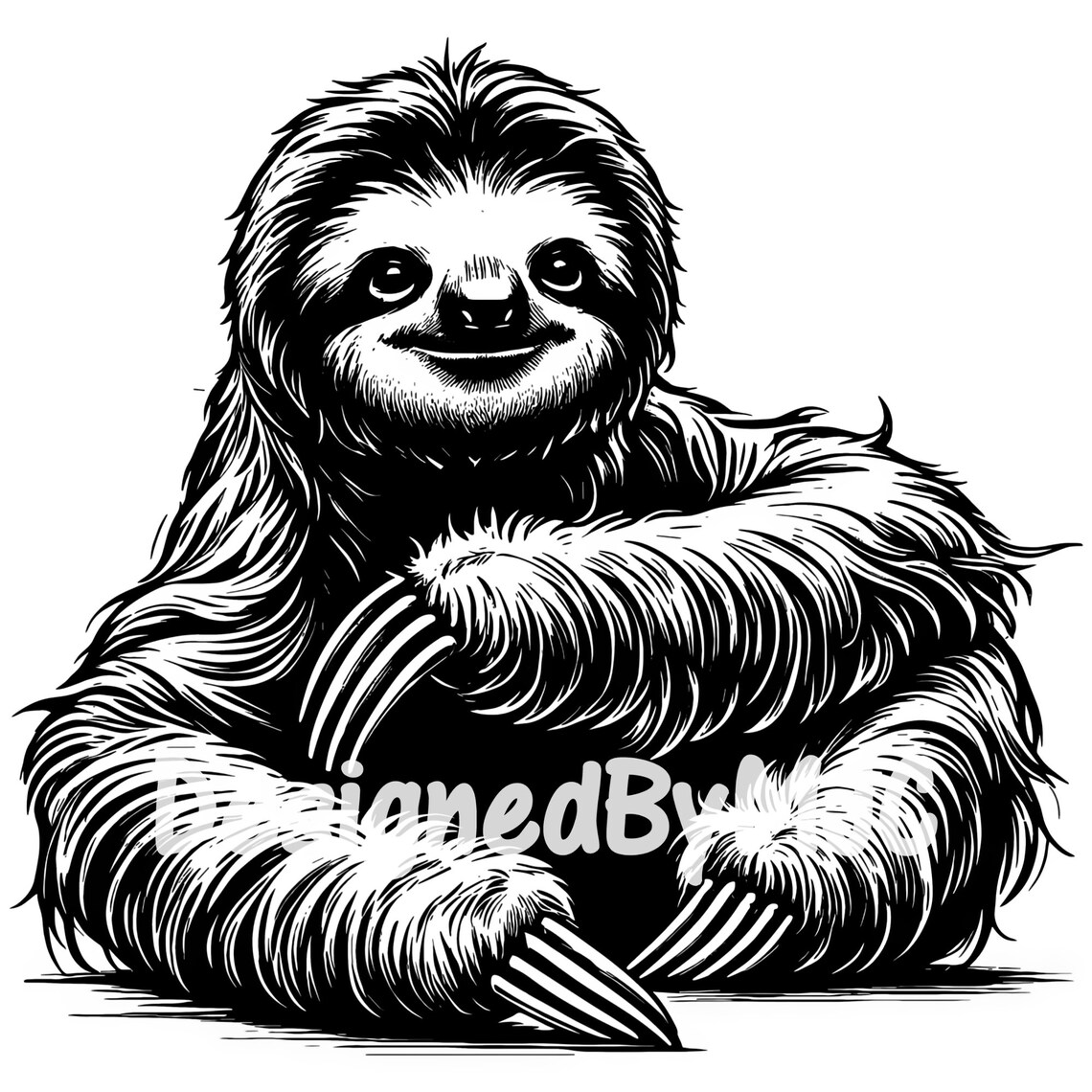 Sloth SVG Clipart & PNG Files, Cute Hanging Sloth, Cut Files for Cricut ...