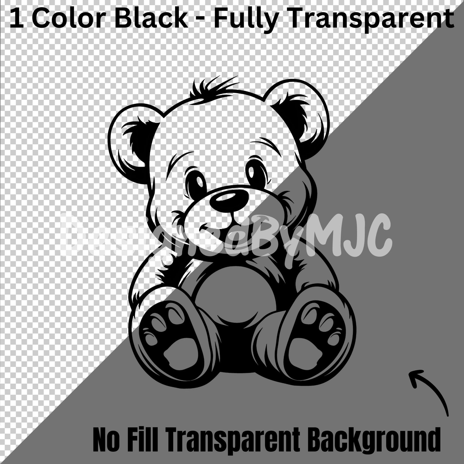 Teddy Bear SVG Clipart & PNG Files, Cute Bear Digital Clip Art, Cut ...