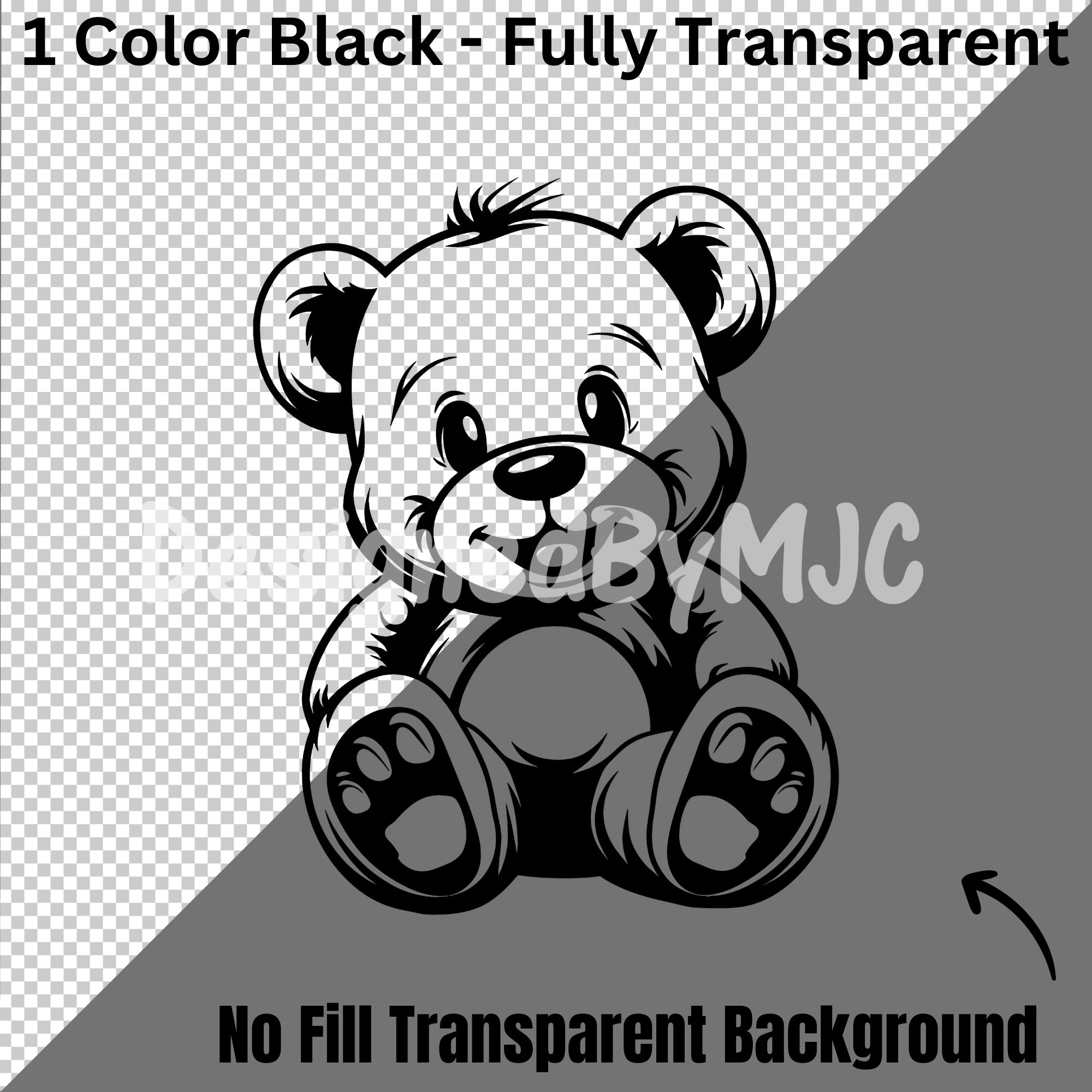 Teddy Bear SVG Clipart & PNG Files, Cute Bear Digital Clip Art, Cut ...