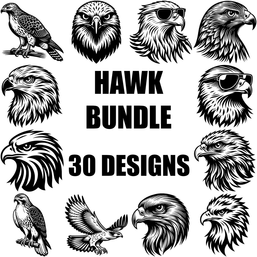 Hawk SVG Bundle | Eagle Svg Clipart for Cricut | Predator Bird Pngs ...