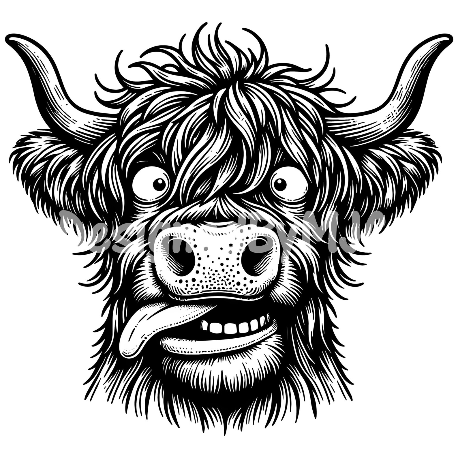 Funny Laughing Highland Cow Face SVG PNG, Highland Cow Clipart, Crazy ...