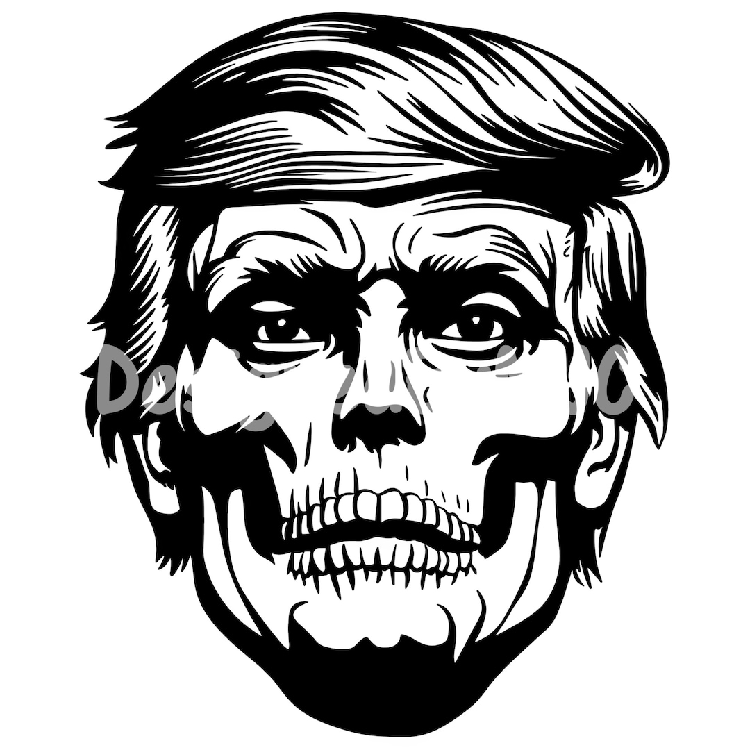 Donald Trump Skeleton Head SVG Clipart & PNG Files, Trump Face Digital ...