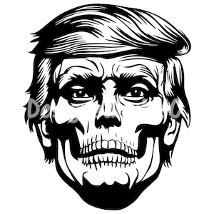 Donald Trump Skeleton Head SVG Clipart & PNG Files, Trump Face Digital ...