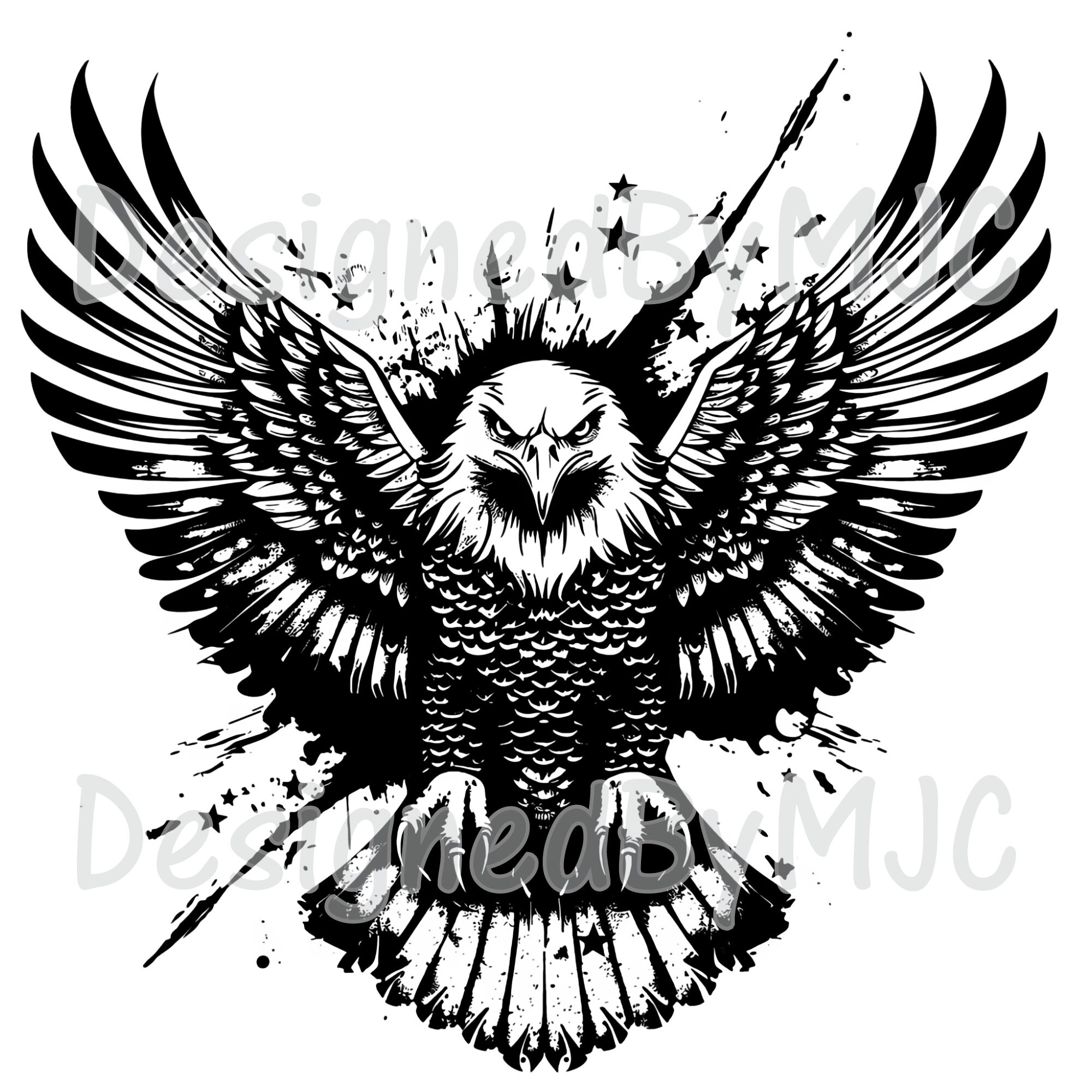Eagle With Flag SVG Clipart, SVG & PNG Files, Bald Eagle Graphics ...