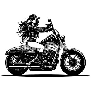 Biker Chick SVG Bundle Clipart & PNG Files, Girl Motorcycle Clipart ...