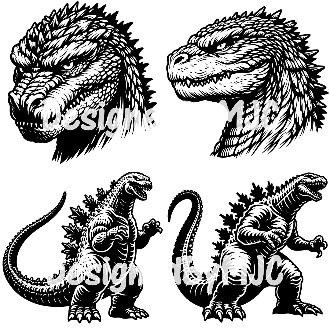 Godzilla SVG & PNG Files, Godzilla Graphics, Digital Clip Art, Cut ...