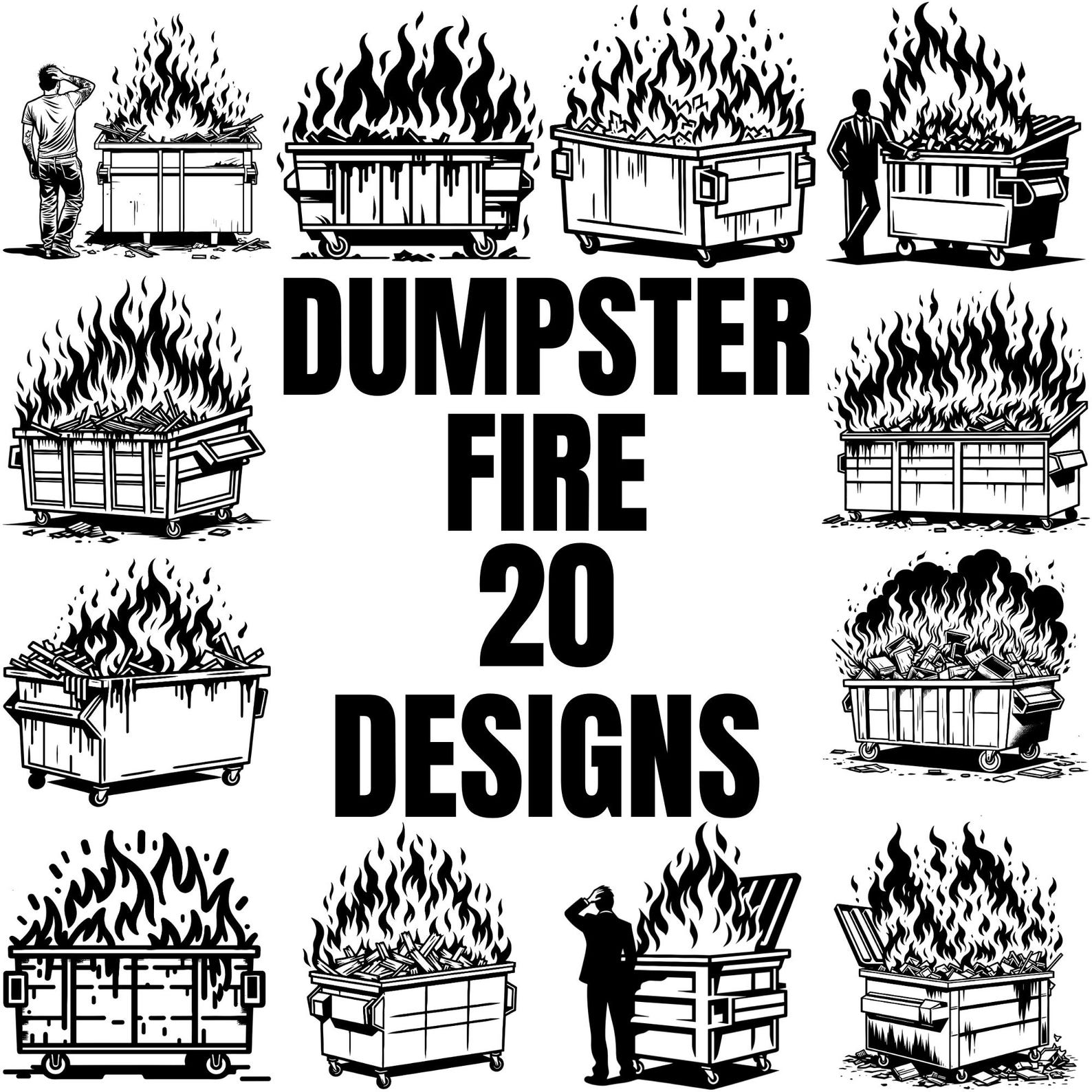 Dumpster Fire SVG Bundle, Garbage SVG, Trash Can Clipart, I'm Fine ...