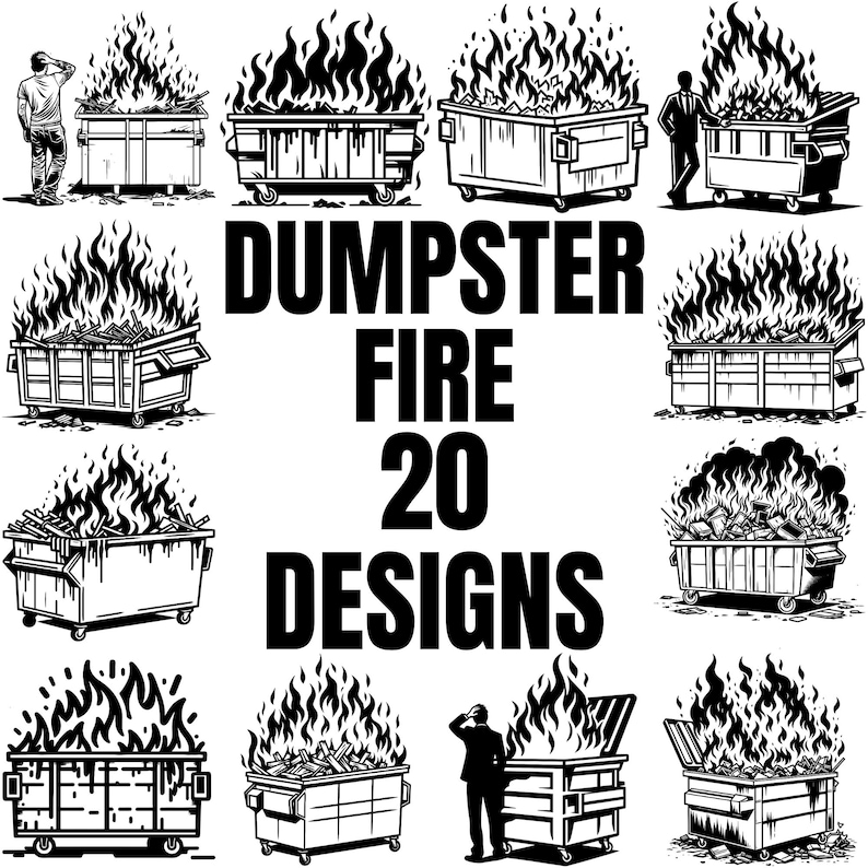 Dumpster Fire SVG Bundle, Garbage SVG, Trash Can Clipart, I'm Fine ...