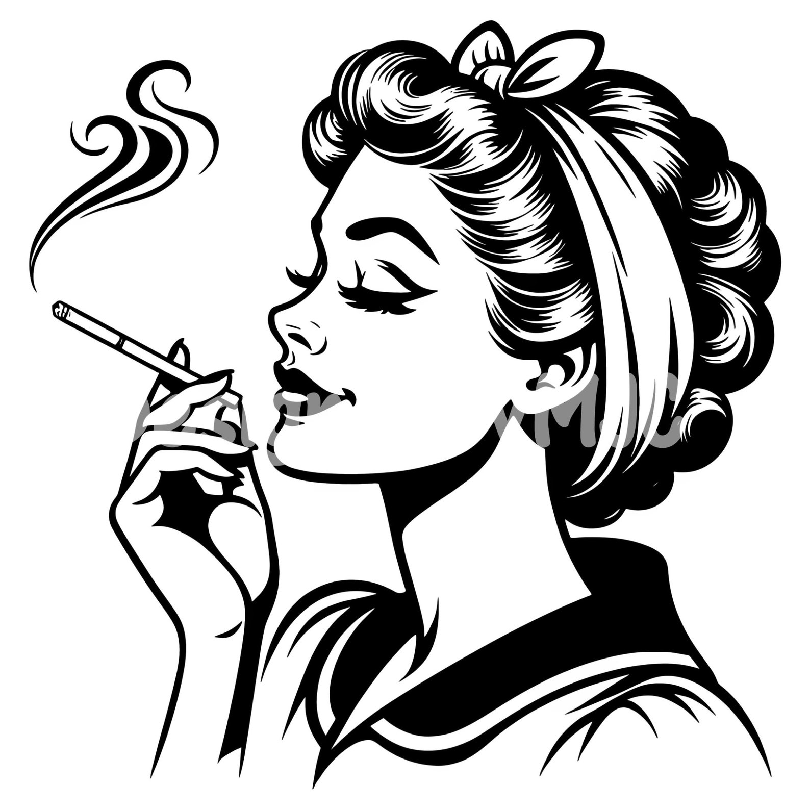 Retro Housewife Smoking SVG PNG, Trendy Vintage Women, 1950s Atomic ...