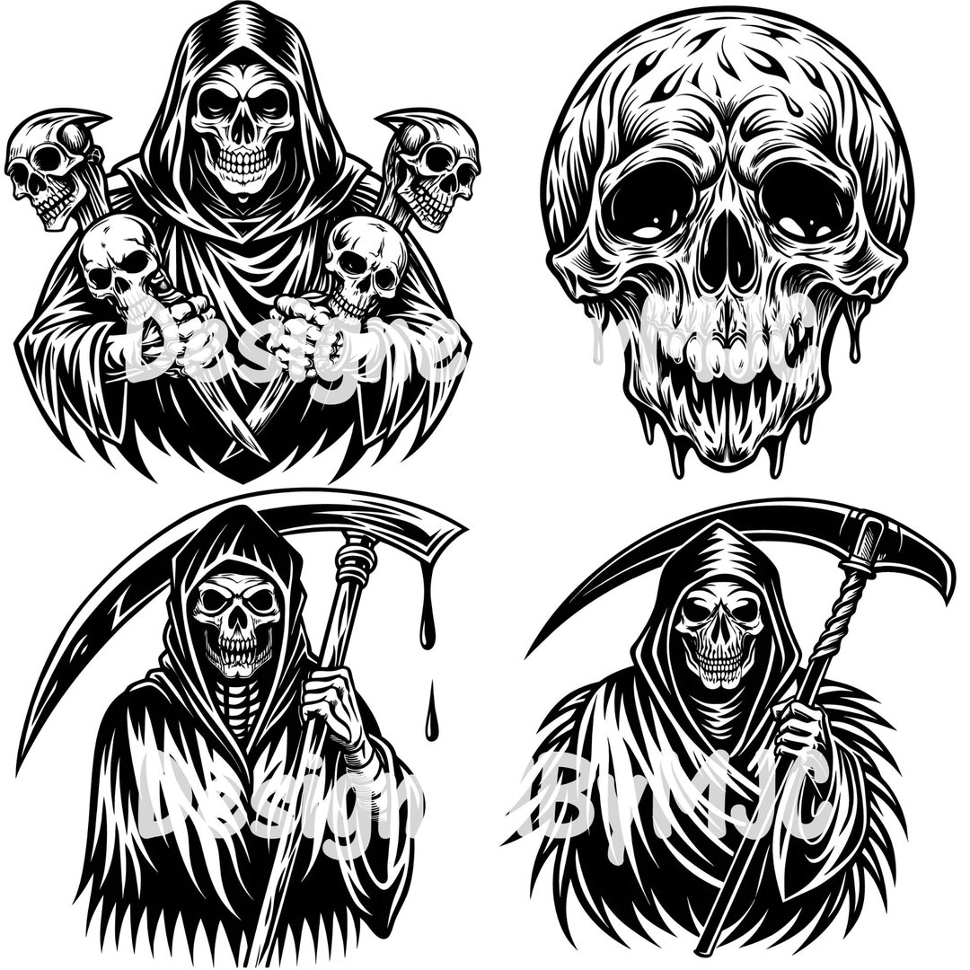 Grim Reaper SVG Clipart & PNG Files, Drıppıng Skulls Svg, Skull Svg ...