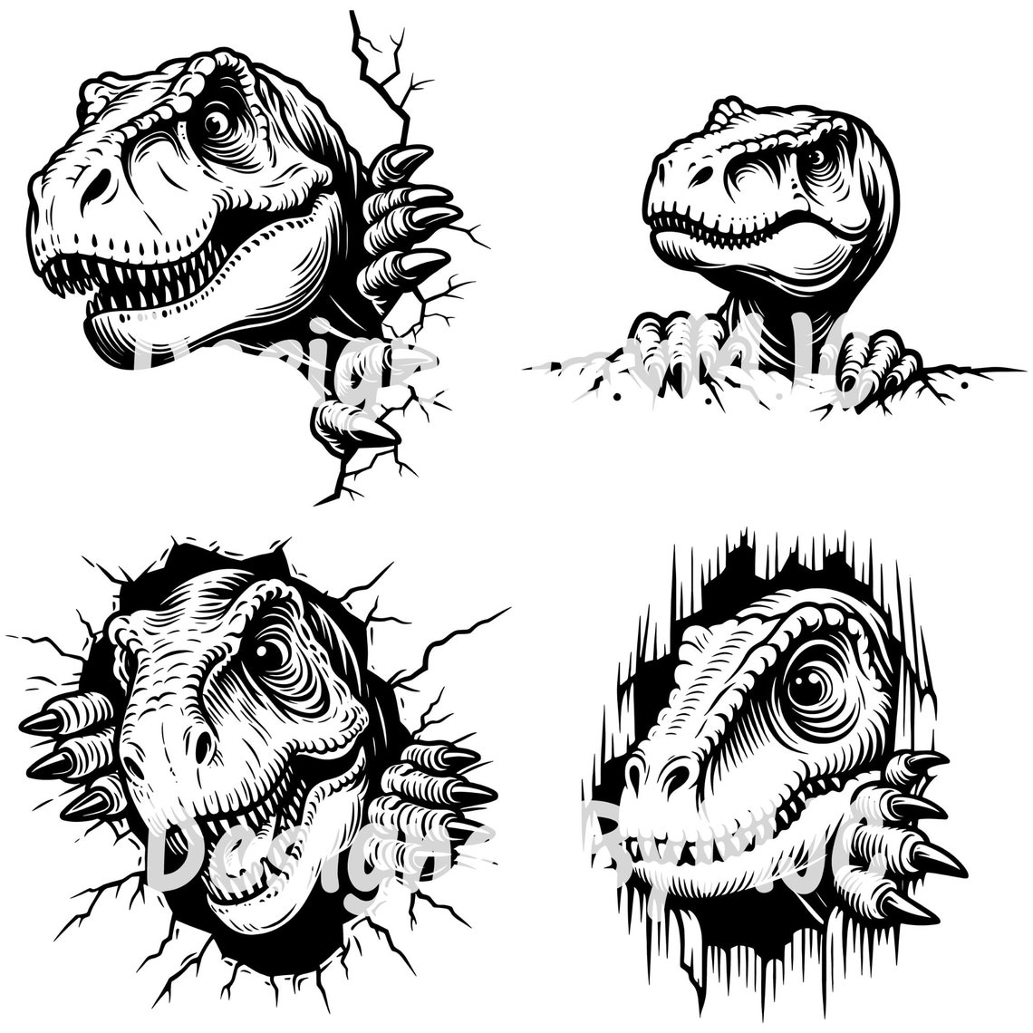 Peeking T-rex SVG Bundle 12 Clipart & PNG Files, Tyrannosaurus Rex Svg ...