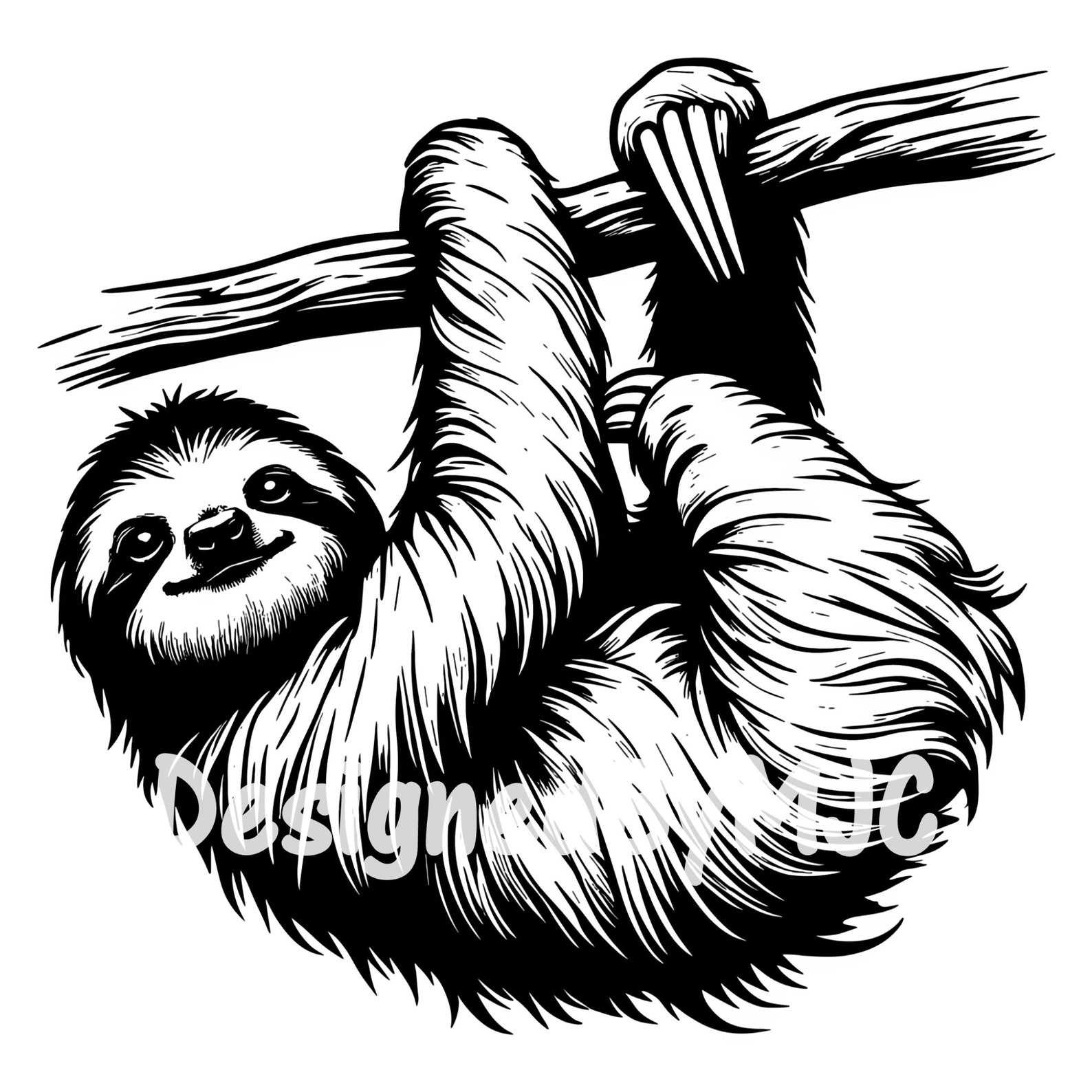 Sloth SVG Clipart & PNG Files, Cute Hanging Sloth, Cut Files for Cricut ...