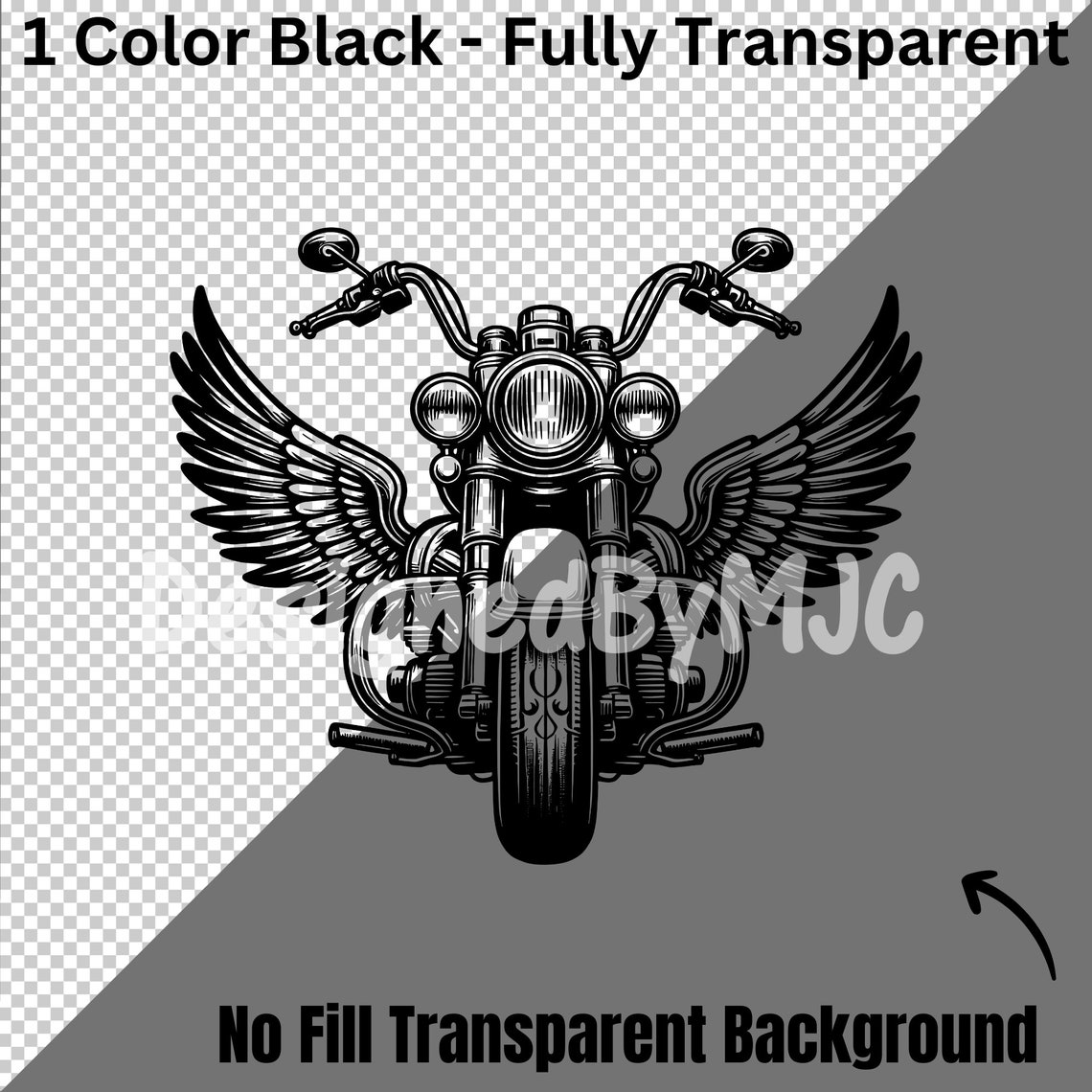 Motorcycle With Wings SVG PNG Files, Biker Clipart Silhouette Vector ...
