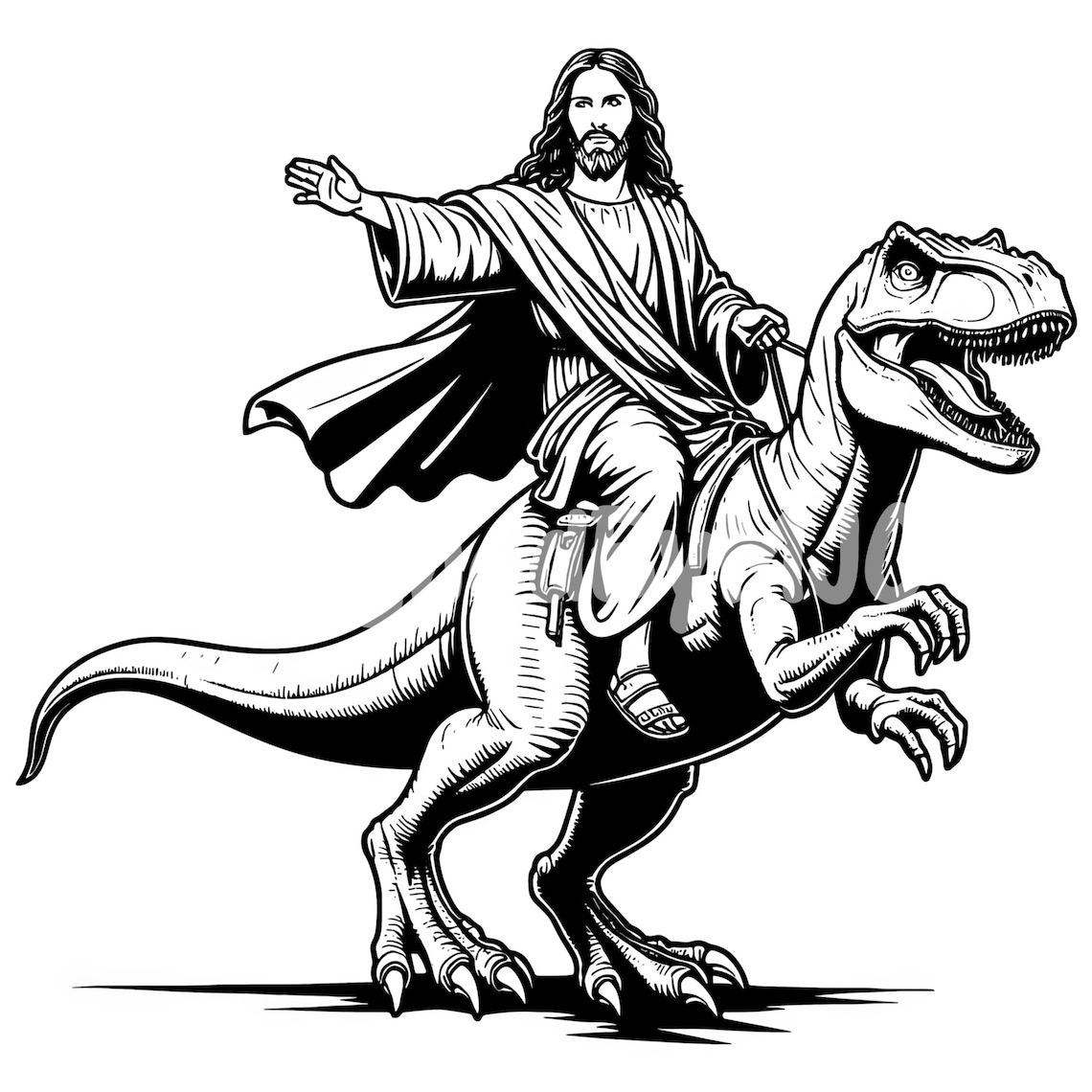 Jesus Riding Dinosaur SVG PNG, Funny T Shirt Graphic, Jesus Svg ...