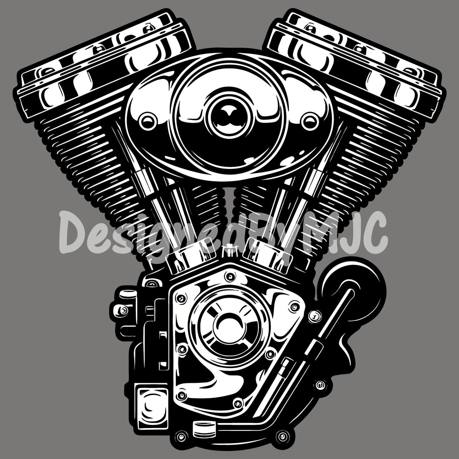 Motorcycle Engine SVG Clipart & PNG Files, Chopper Biker Digital Clip ...