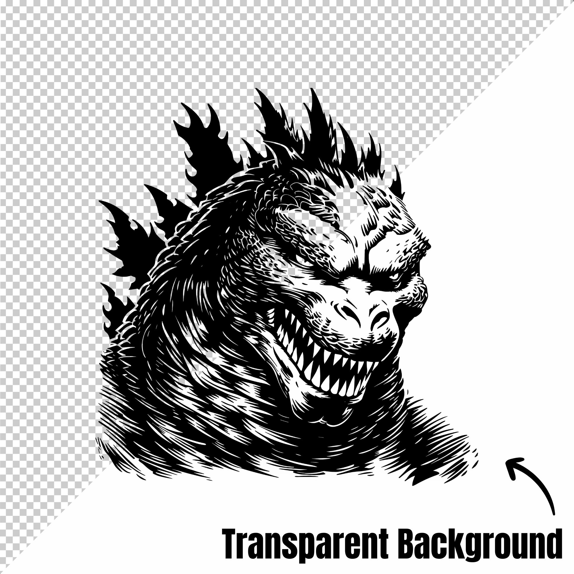Godzilla SVG Clipart & PNG Files, Godzilla Graphics, Digital Clip Art ...