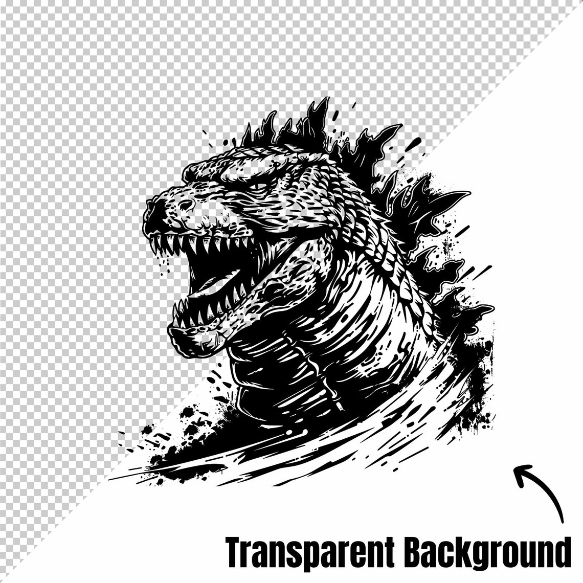 Godzilla SVG Clipart, SVG & PNG Files, Godzilla Graphics, Digital Clip ...