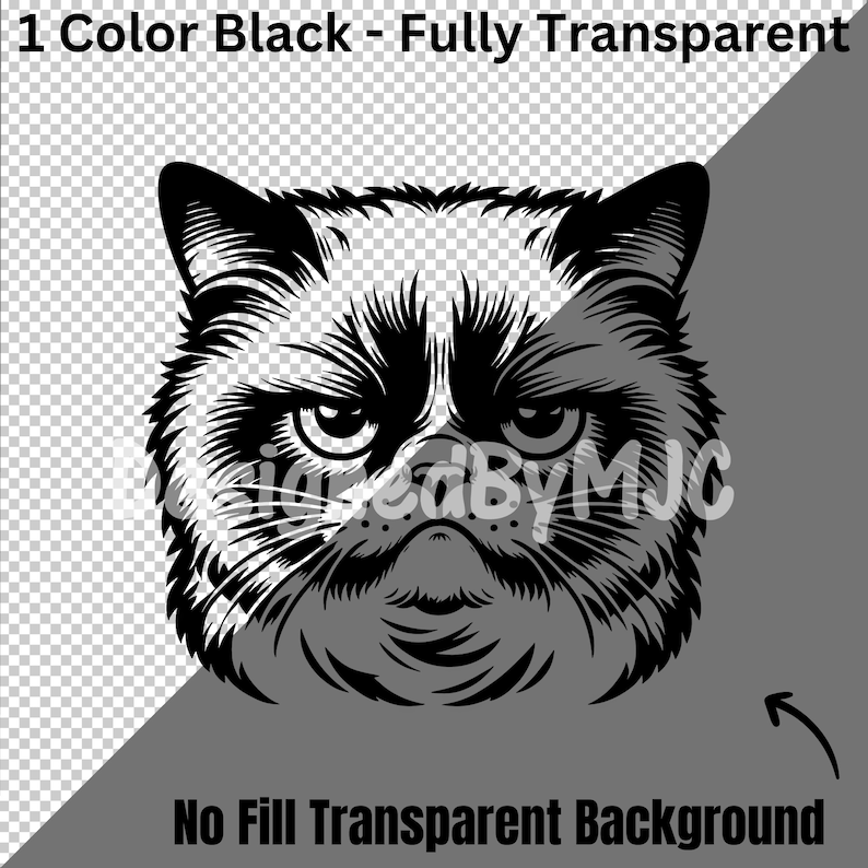 Grumpy Cat SVG Bundle 25 Clipart & PNG Files, Angry Cat Vector Cat ...