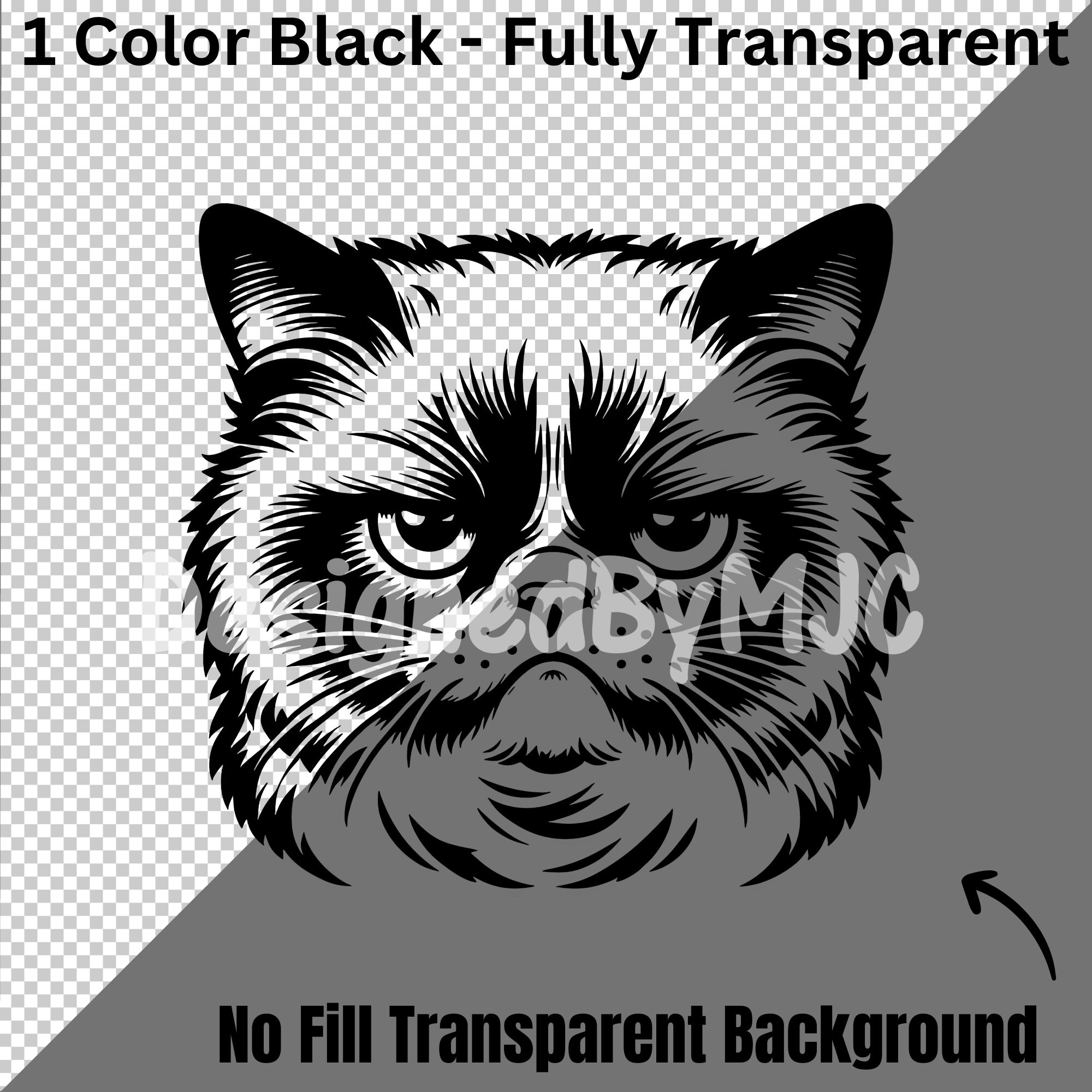 Grumpy Cat SVG Bundle 25 Clipart & PNG Files, Angry Cat Vector Cat ...