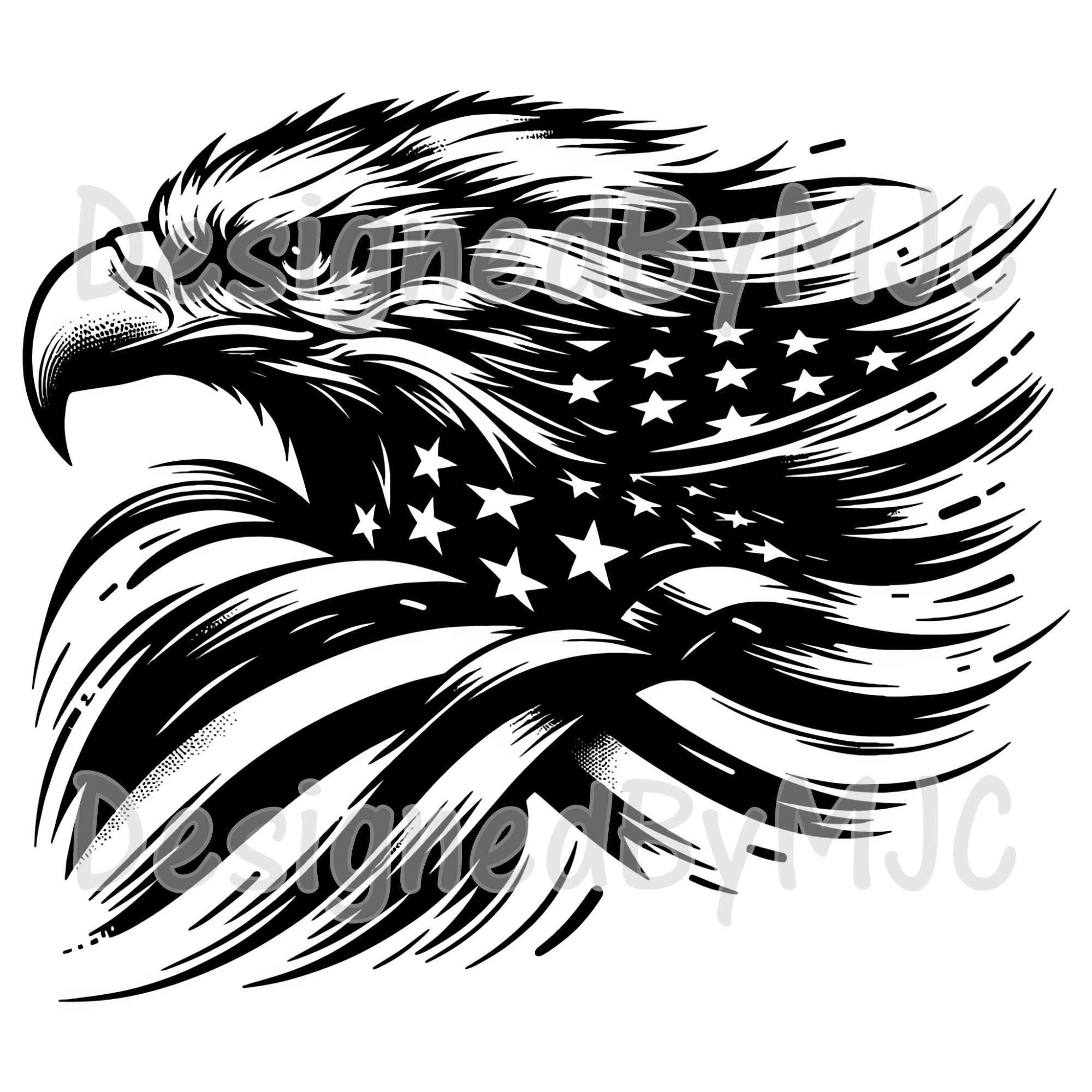 Eagle With Flag SVG Clipart, SVG & PNG Files, Bald Eagle Graphics ...