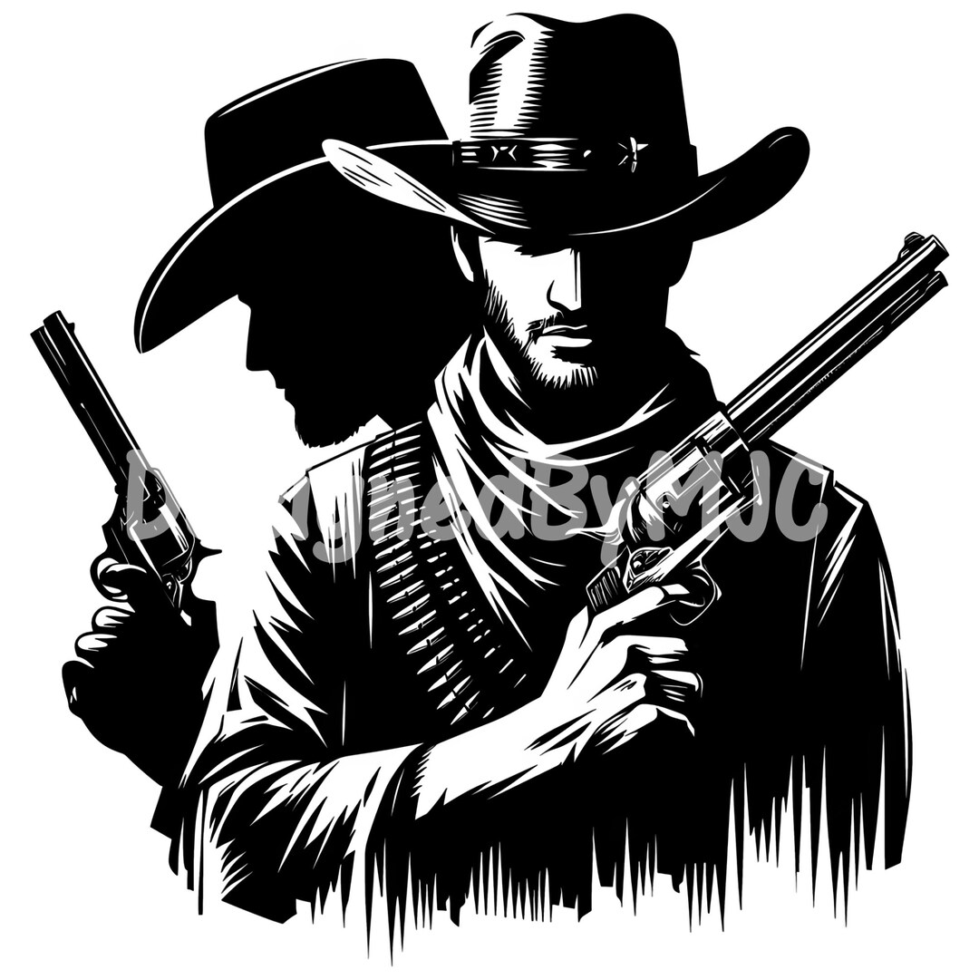 Cowboy SVG Clipart & PNG Files, Cowboy Silhouette Digital Clip Art ...