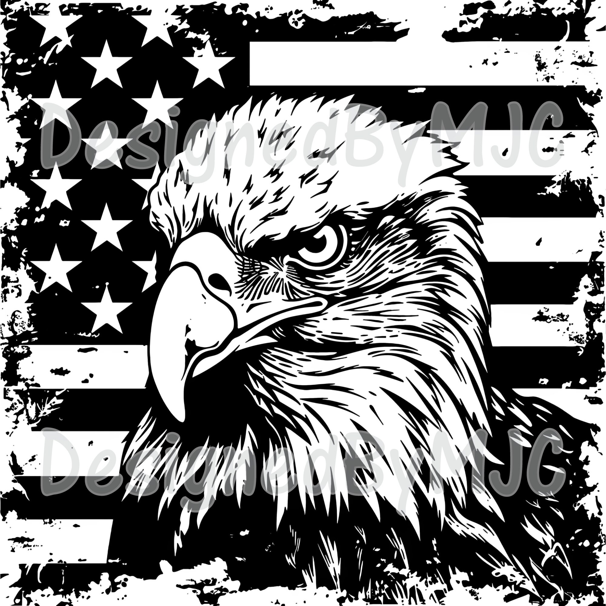 Eagle With Flag SVG Clipart, SVG & PNG Files, Bald Eagle Graphics ...