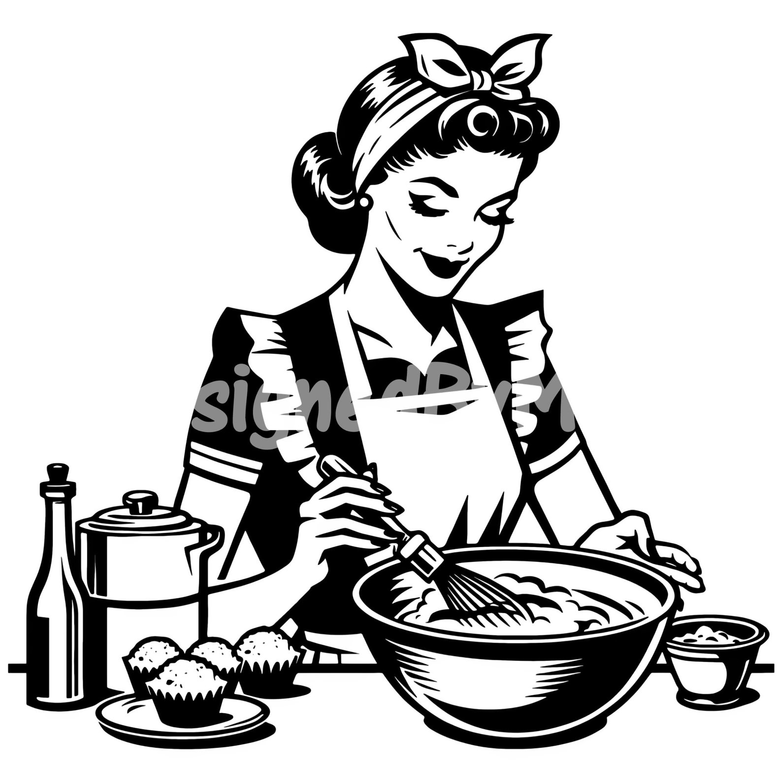 Retro Housewife Baking SVG PNG, Trendy Vintage Women, 1950s Atomic ...