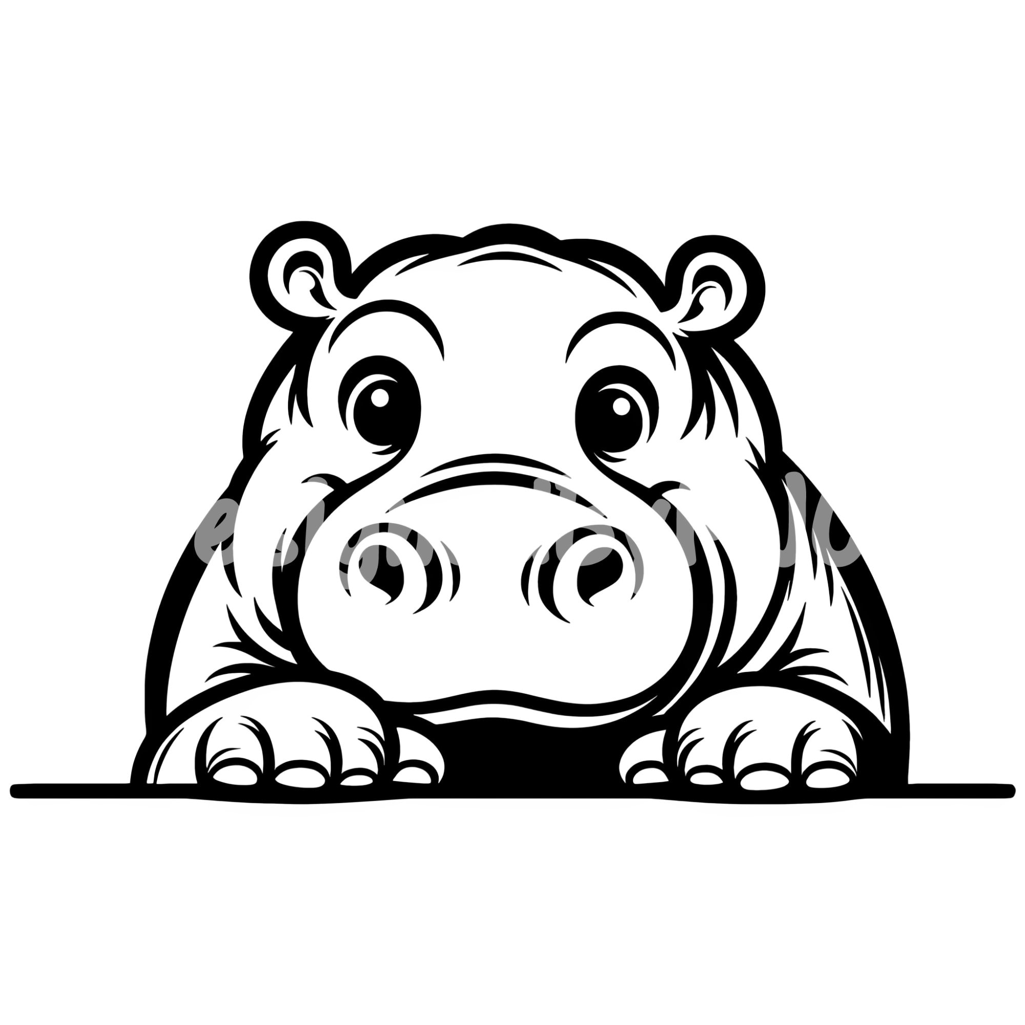 Peeking Hippo SVG Bundle & PNG Files, Hippopotamus Svg, Hippopotamus ...