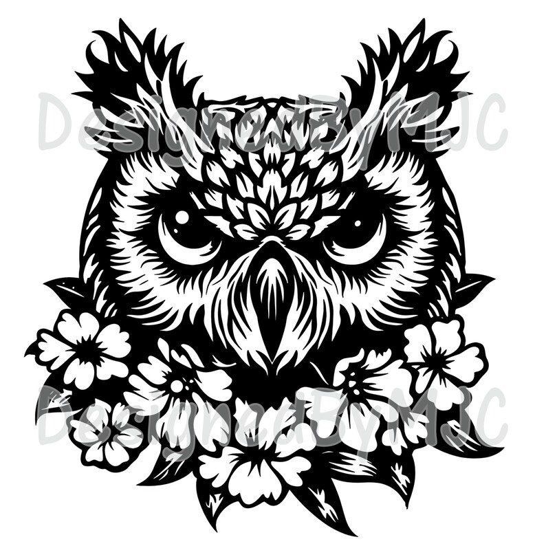 Owl SVG Clipart, SVG & PNG Files, Owl Flowers Graphics, Digital Clip ...
