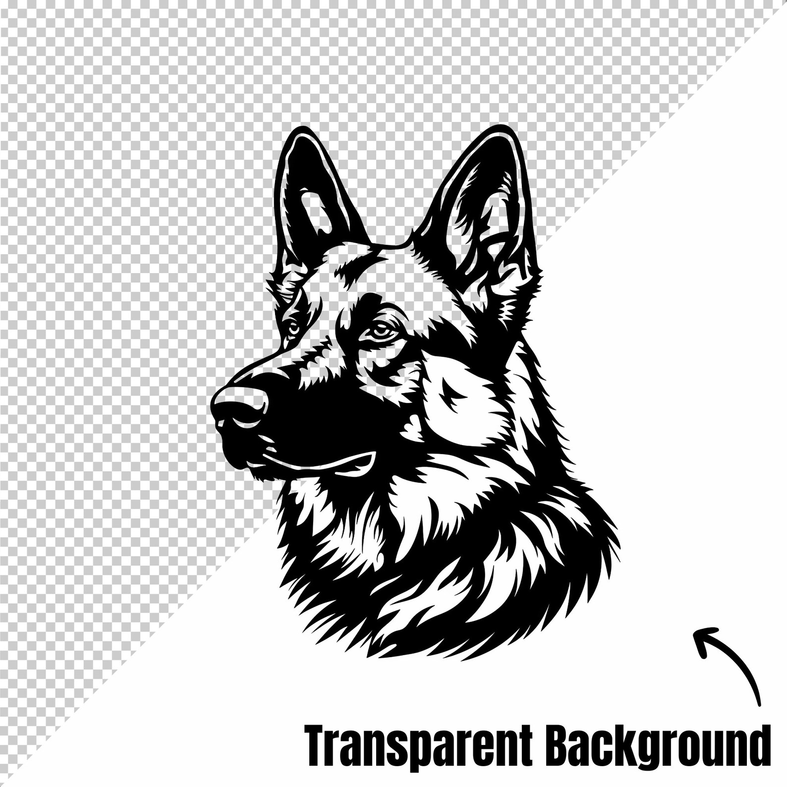 German Shepherd Head SVG Clipart, SVG & PNG Files, Cut Files for Cricut ...