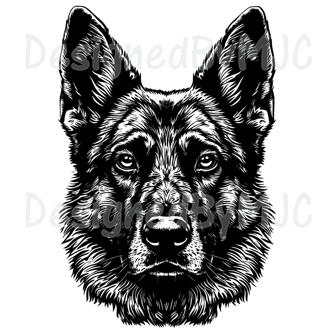 German Shepherd Head SVG Clipart & PNG Files, Police Dog K-9 SVG, Cut ...