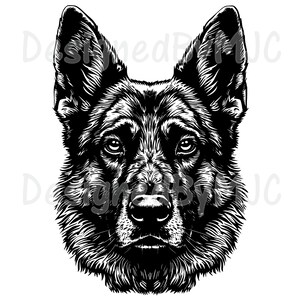 German Shepherd Head SVG Clipart & PNG Files, Police Dog K-9 SVG, Cut ...
