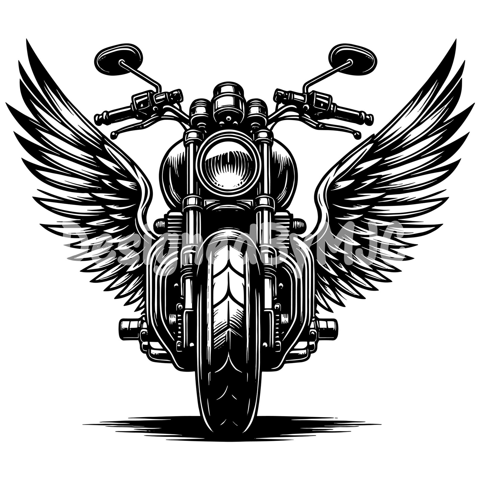 Motorcycle With Wings SVG PNG Files, Biker Clipart Silhouette Vector ...