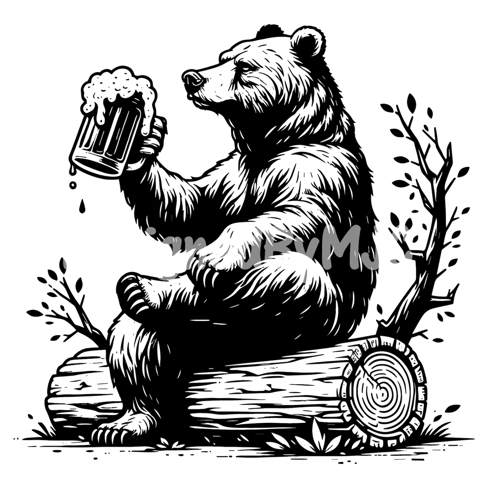 Bear Drinking Beer SVG Bundle Clipart & PNG Files, Camping Scene Vector ...