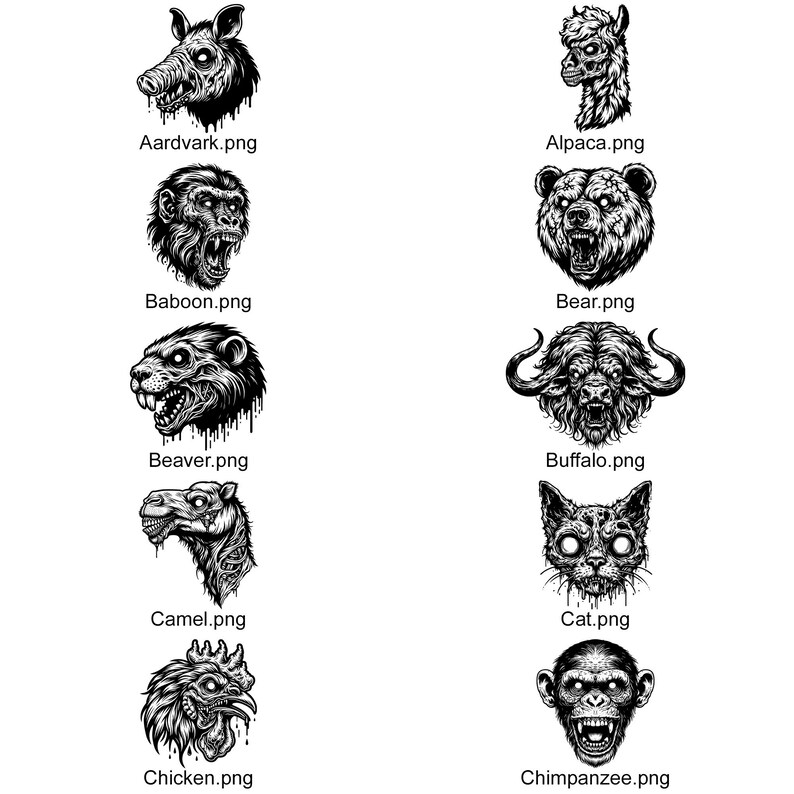 Zombie Animal SVG Bundle, Zombie Animal Clipart, Halloween Zombie ...