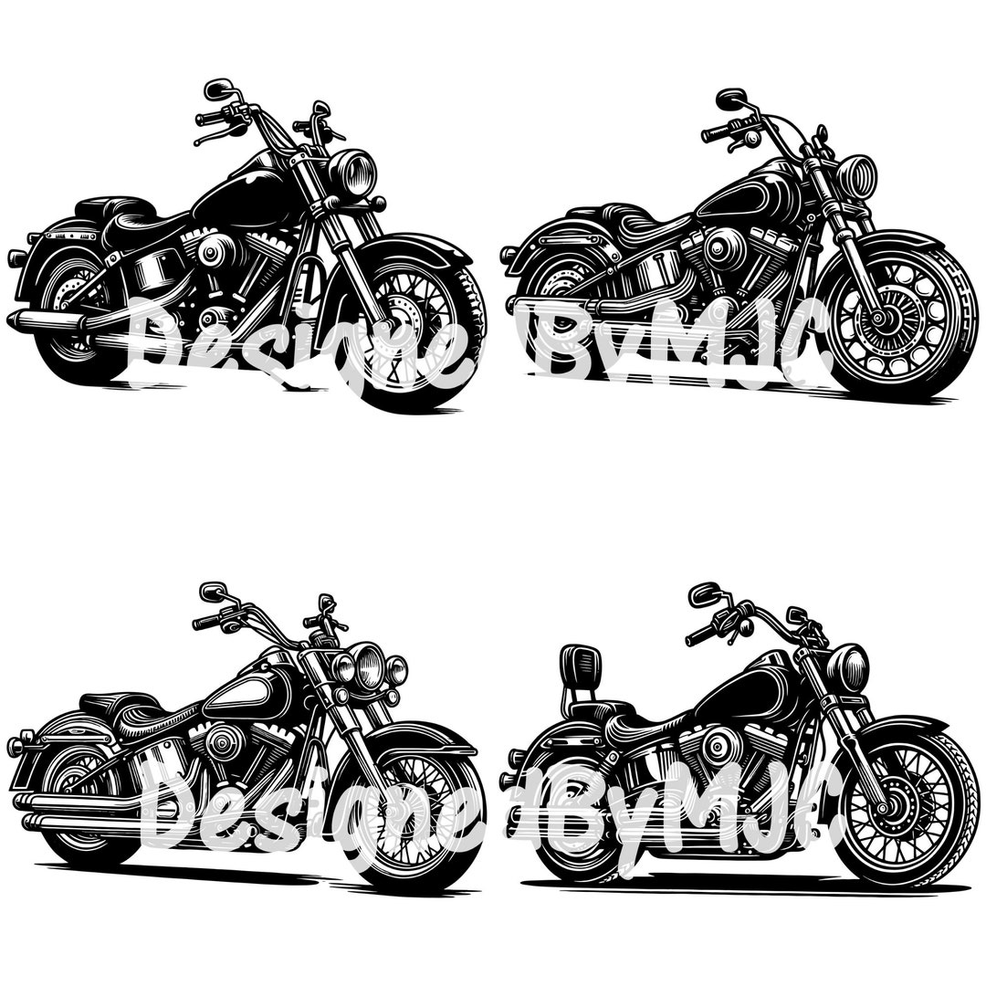 Motorcycle SVG Clipart, SVG & PNG Files, Chopper Biker Digital Clip Art ...