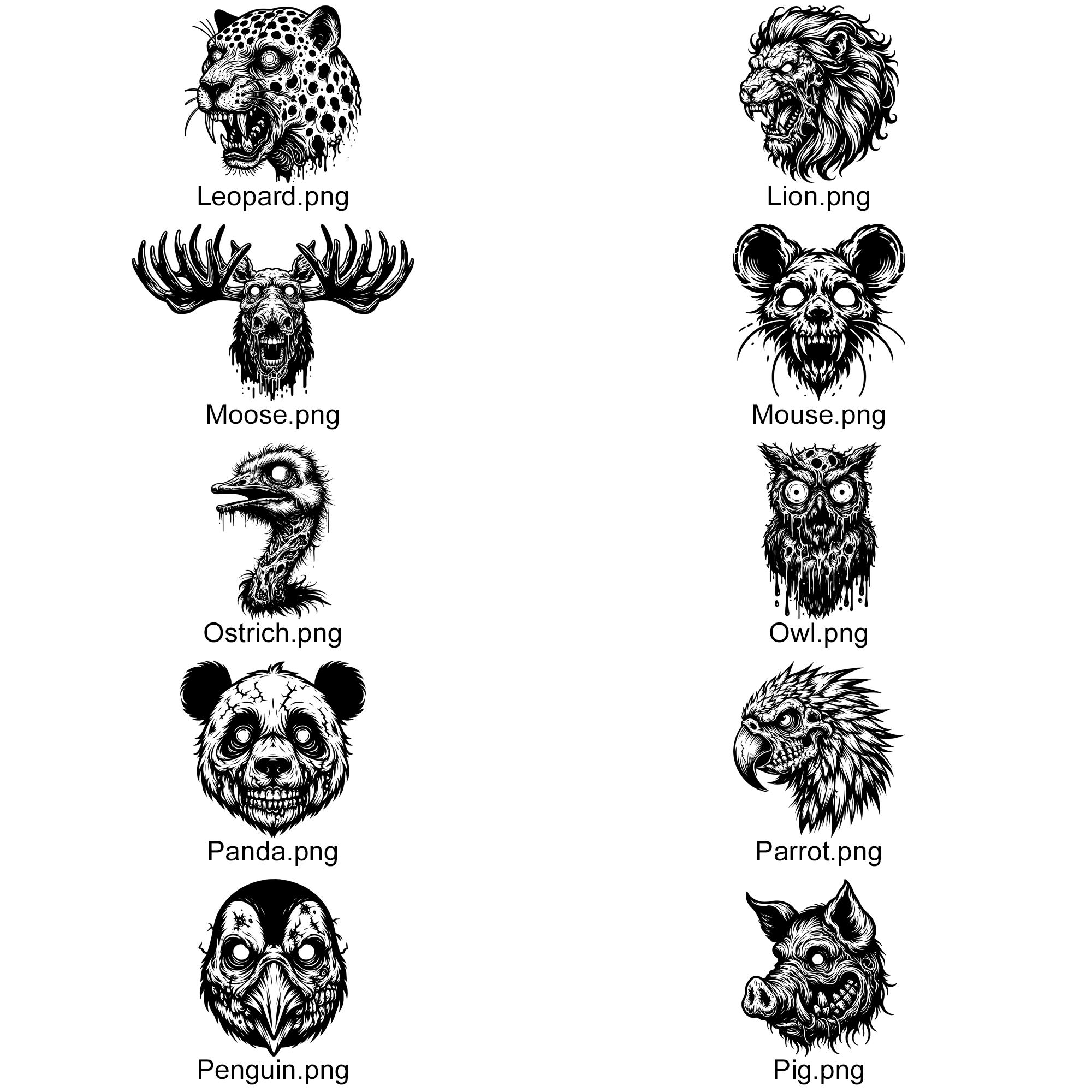 Zombie Animal SVG Bundle, Zombie Animal Clipart, Halloween Zombie ...