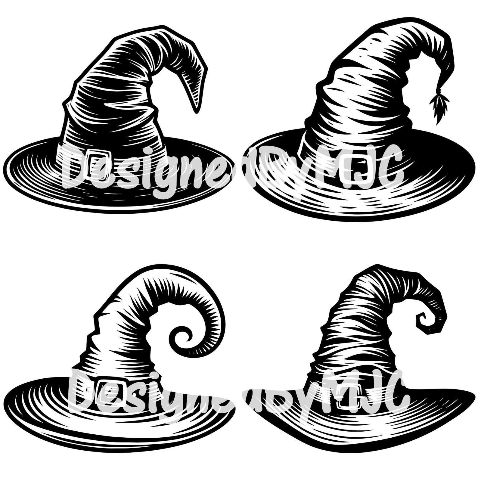 Witch Hat SVG PNG Bundle, Halloween Hat Svg, Trendy Halloween Svg ...