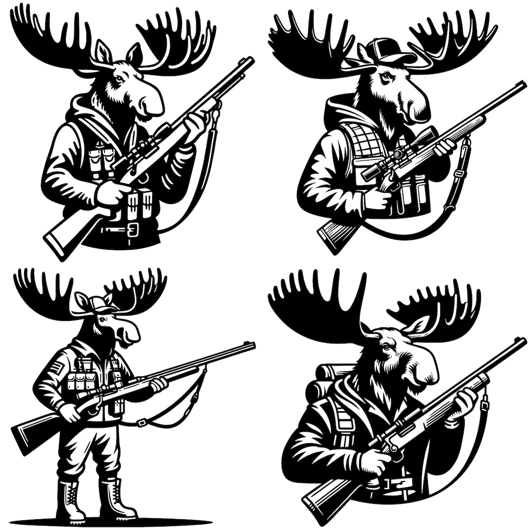 Moose Hunting Riffle SVG Bundle Clipart PNG Files, Camping Scene Vector ...