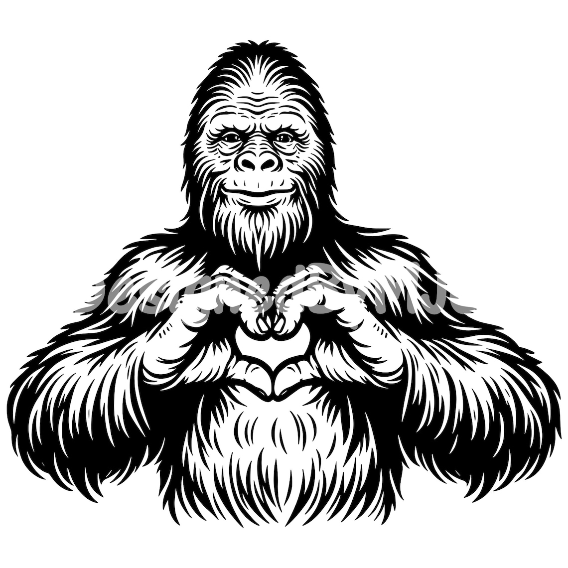 Bigfoot Heart Hands SVG PNG, Bigfoot Svg, Bigfoot Vector, Bigfoot ...