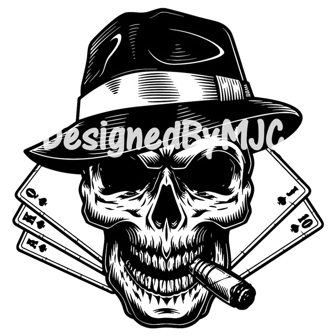 Skeleton Poker SVG Clipart & PNG Files, Skull Casino Cards, Cut Files ...