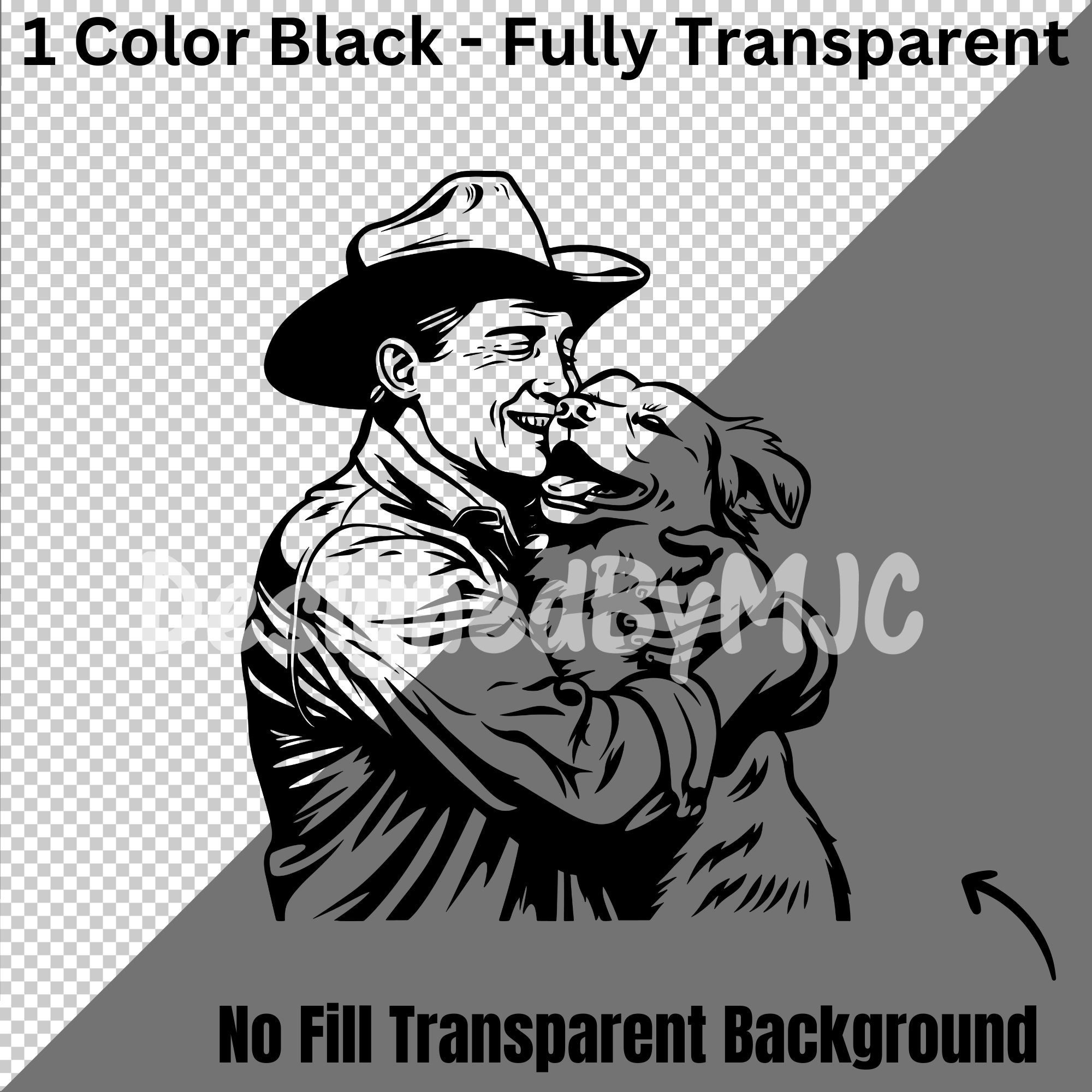 Cowboy Hugging His Dog Bundle SVG PNG, Cowboy Svg, Dog Svg, Mans Best ...