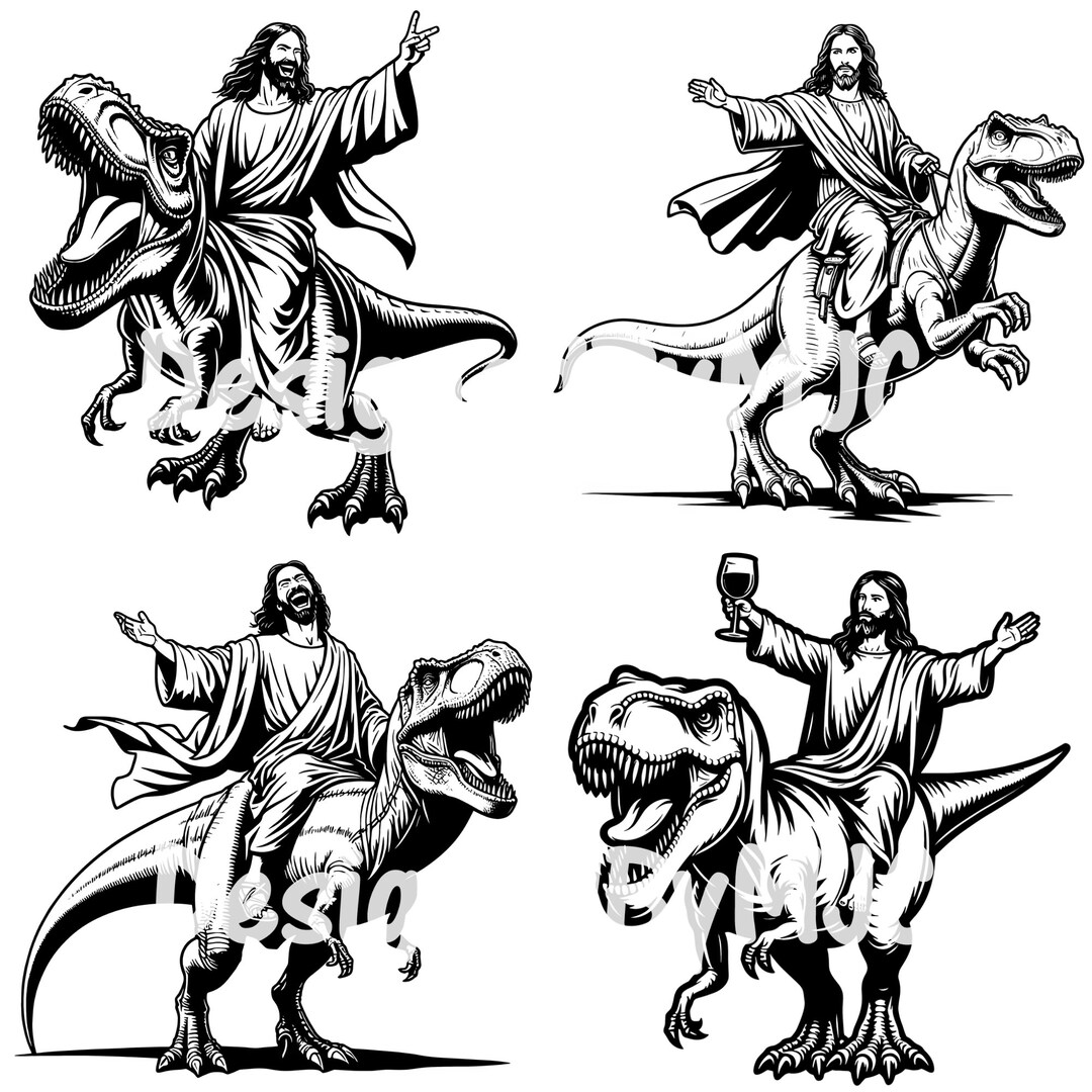 Jesus Riding Dinosaur SVG PNG, Funny T Shirt Graphic, Jesus Svg ...