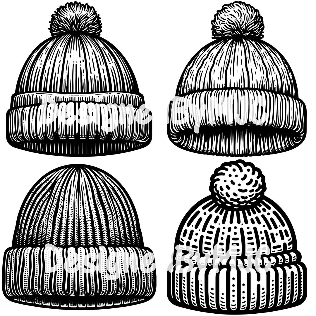 Winter Beanie SVG Bundle, Cold Season Warm Hat SVG Pack, Winter Hats ...