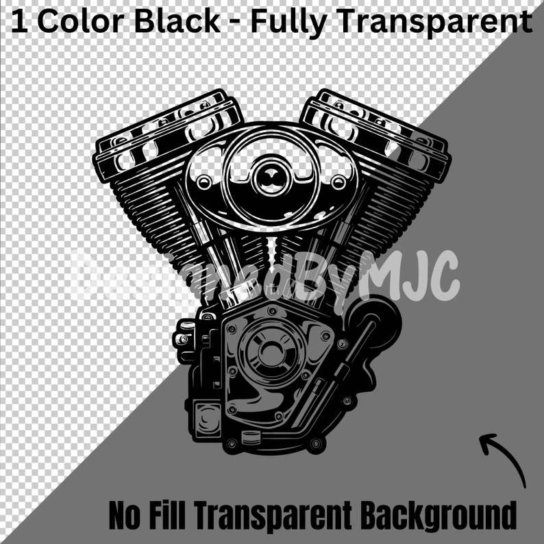 Motorcycle Engine SVG Clipart & PNG Files, Chopper Biker Digital Clip ...
